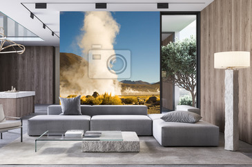 Fototapeta Fumaroles w El Tatio Geysers na wysokości 4300m, pustynia ...