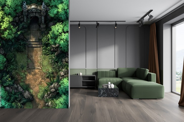 Fototapeta DnD Battlemap Shadow Forest: A map with open doors in a ...