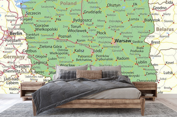 Naklejka Mapa Polski z miastami na wymiar • Polska, mapa, szosa • REDRO.pl