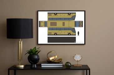 Plakat Prosty papierowy model autobusu turystycznego na wymiar ...