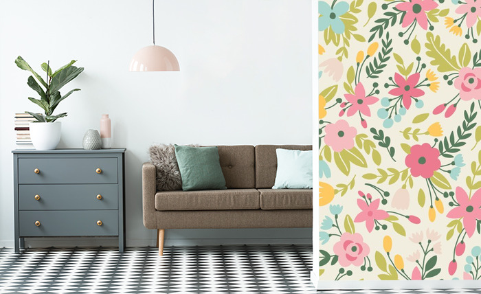 Sticker Abstrakte Wiese mit Blumen nach Maß - myredro.de