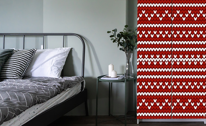 Sticker Gestrickter Stoff mit Muster im skandinavischen Stil nach Maß ...