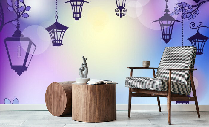 Sticker Abstrakte Laternen auf buntem Hintergrund nach Maß - myredro.de