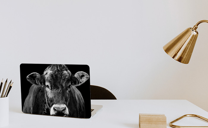 Sticker Schwarz-weißes Porträt einer Kuh nach Maß - myredro.de