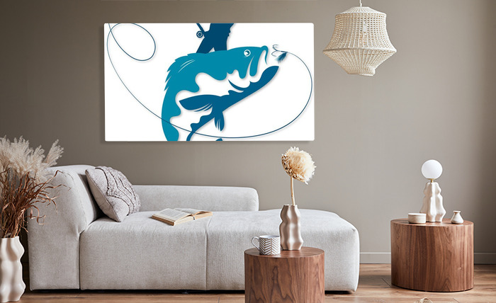 Bild Fische minimalistische Grafik eines Fischers und Fische nach Maß ...