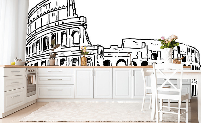 Fotobehang Colosseum Rome tekening vector op maat - redro.nl