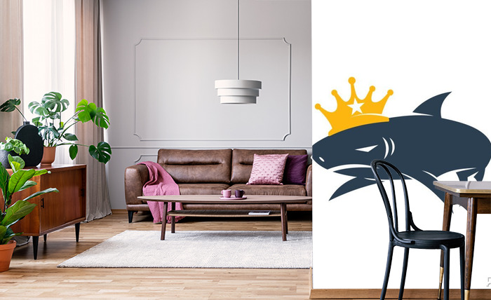 Fotobehang Shark King logo design vector isolated illustration template ...