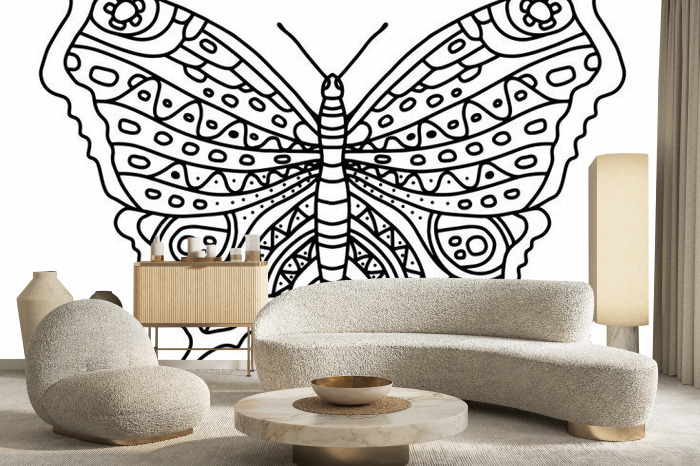 Fototapeta Coloring page with beautiful butterfly for adults and older ...