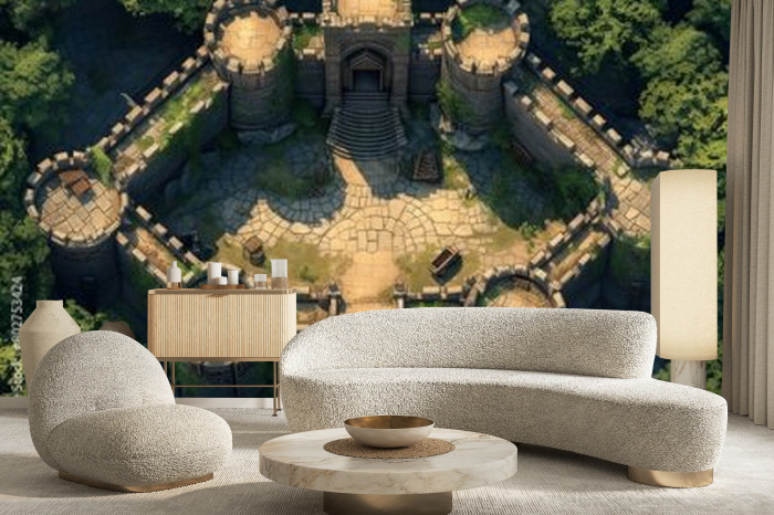 Fototapeta DnD Battlemap castle, armory, battle, map, medieval, weapons ...