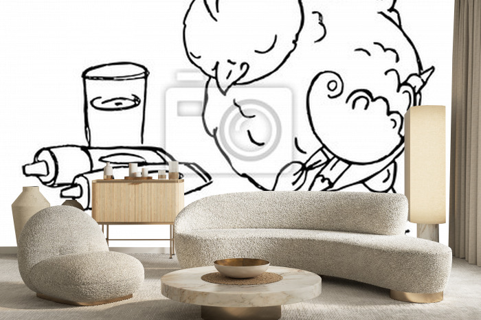 Fototapeta Mały rysunek rysunek kurczaka w stylu mehndi przez palec na ...