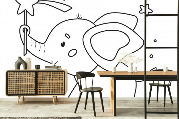 Fototapeta Black and white outline coloring page for children. Cute ...