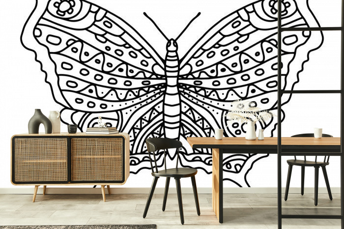 Fototapeta Coloring page with beautiful butterfly for adults and older ...