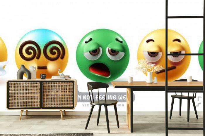 Fototapeta emoji,sick,emoticon,characters,set,vector,emojis,emoticons ...