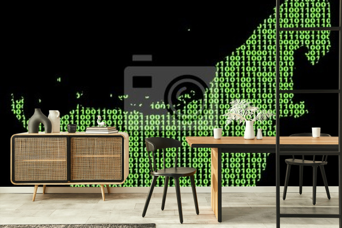 Fototapeta Mapa Zjednoczone Emiraty Arabskie z zielonym kodu binarnego ...