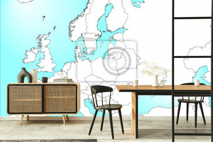 Fototapeta Pusta mapa Europy na wymiar • czarny, biały, kraj • REDRO.pl