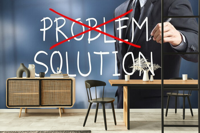 Naklejka Biznesmen rysunku skreślając problemu i znalezienie ...