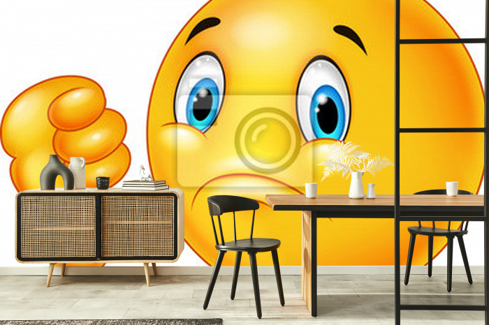 Naklejka Cartoon dislike smile emoticon na wymiar • żółty, zły, projekt ...