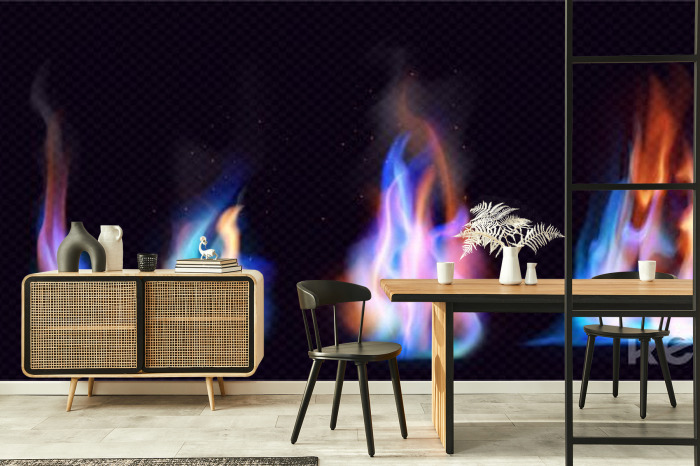 Naklejka Gas fire PNG. Realistic Burning Gas Fire Flames with smoke ...