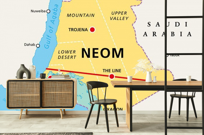 Naklejka Regions and places of NEOM, political map. Planned smart city ...
