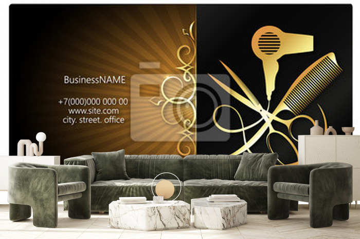 Fototapeta Beauty salon and hair salon business card design with tool ...