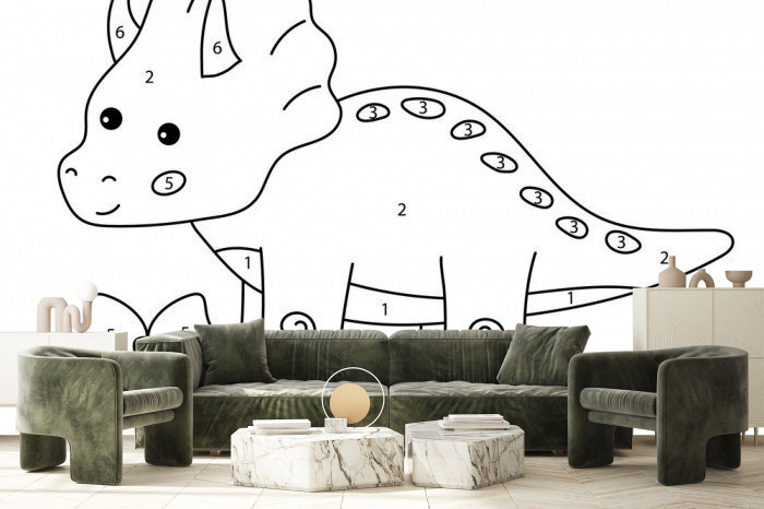 Fototapeta Coloring page by numbers. Educational game for preschool ...