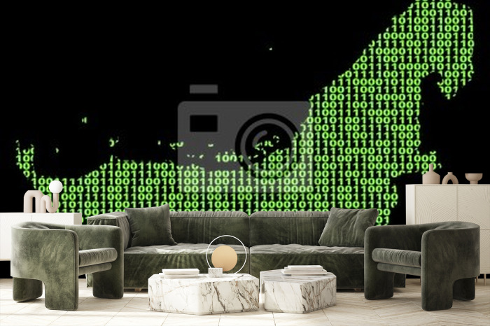 Fototapeta Mapa Zjednoczone Emiraty Arabskie z zielonym kodu binarnego ...