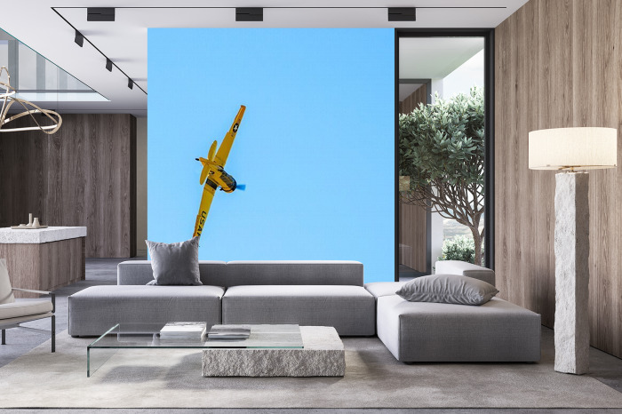 Fototapeta An AT6 Texan goes into roll over the airfield during an ...