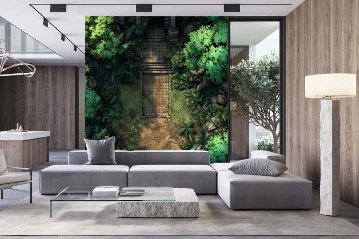 Fototapeta DnD Battlemap Shadow Forest: A map with open doors in a ...