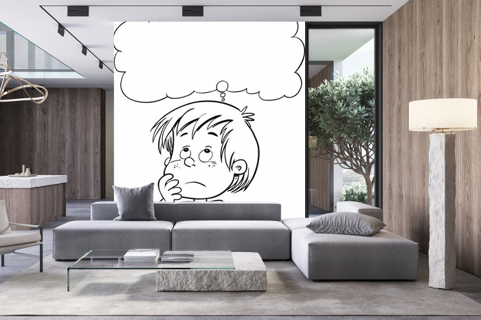 Fototapeta Vector illustration of Cartoon boy thinking with white ...