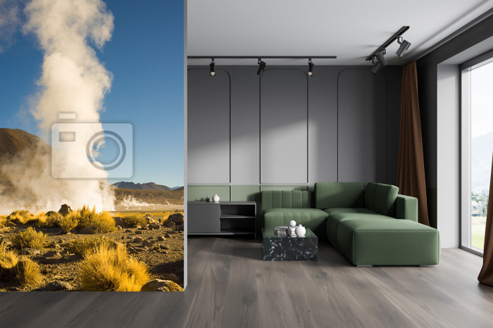 Fototapeta Fumaroles w El Tatio Geysers na wysokości 4300m, pustynia ...