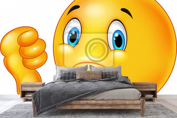 Naklejka Cartoon dislike smile emoticon na wymiar • żółty, zły, projekt ...