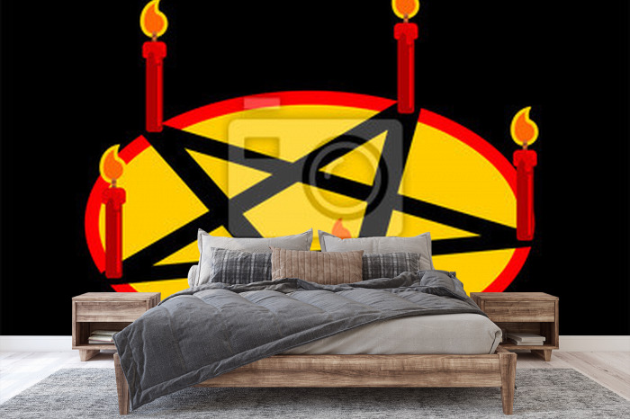 Naklejka Pentagram diabła. Szatan znak. Symbol rytualny. Demon ...