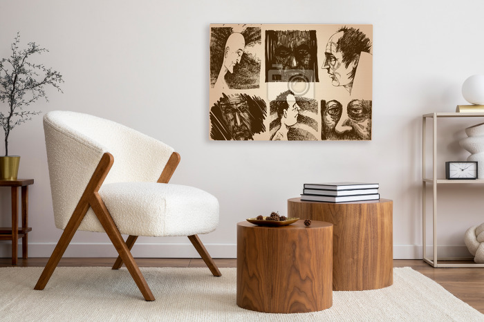 Obraz ludzie twarze rysunki szkic ustawić na wymiar • sztuka, ludzie ...