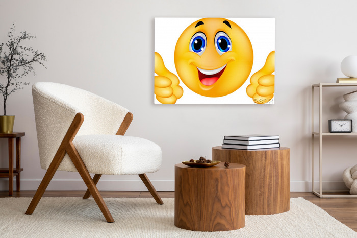 Obraz Szczęśliwy Smiley Face emotikon na wymiar • żółty, w górę ...