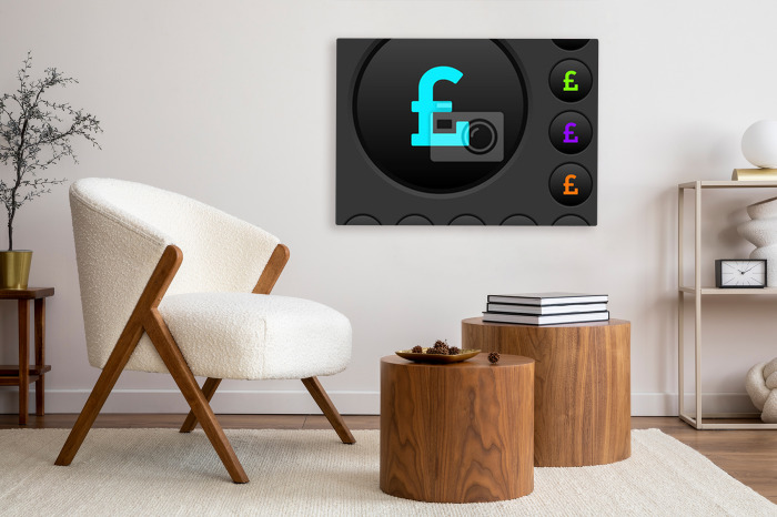 Obraz Znak funta ciemne przyciski z kolorowymi ikonami na wymiar • funt ...