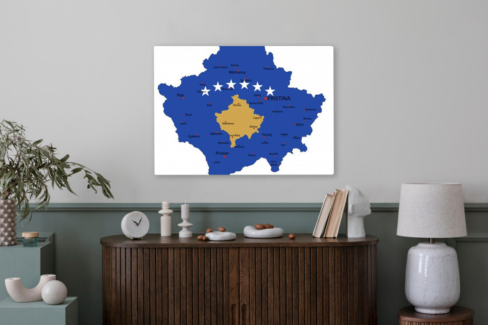 Obraz Kosovo highly detailed political map with national flag isolated ...