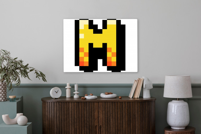 Obraz Pixel 8 Bit Uppercase Letter M as Font and Alphabet Vector ...
