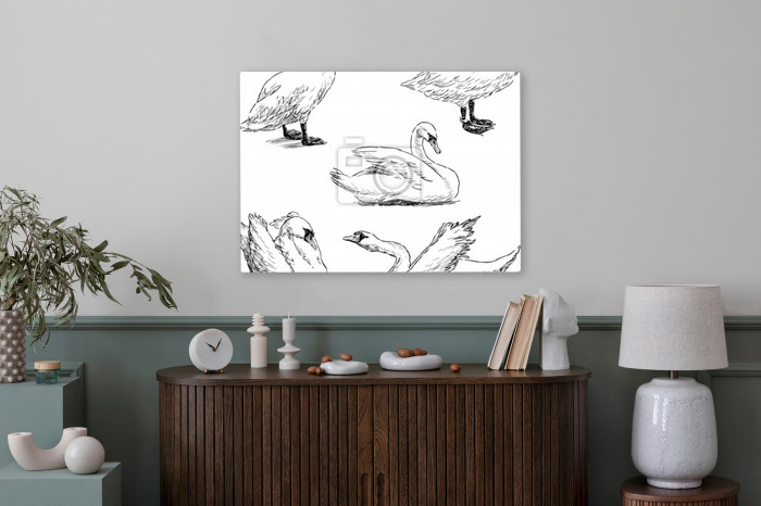 Obraz Szkic łabędzi na wymiar • noga, przyrody, biały • REDRO.pl