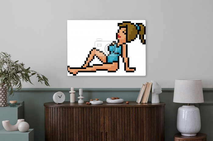 Obraz vector pixel art plażowa dziewczyna na wymiar • REDRO.pl