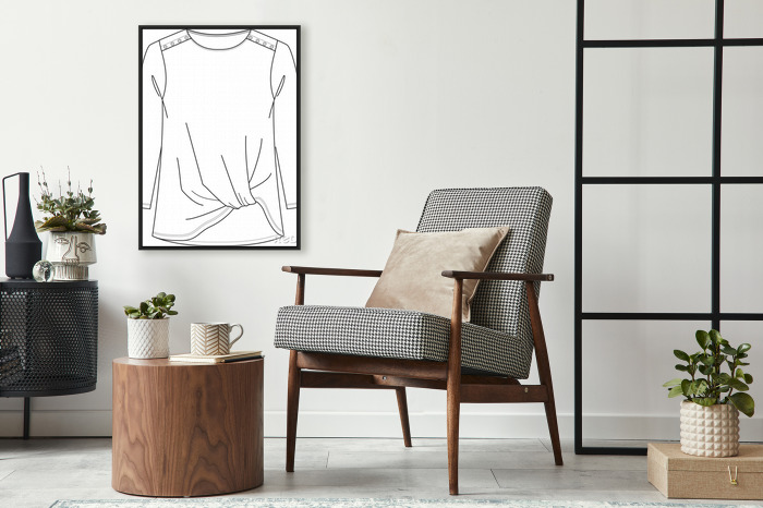 Plakat KNOT DETAIL Fashion Flat Sketch, apparel template. na wymiar ...