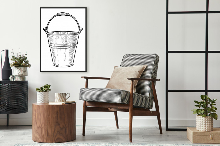 Plakat Wiadro ilustracja, rysunek, grawerowanie, atrament, grafika ...