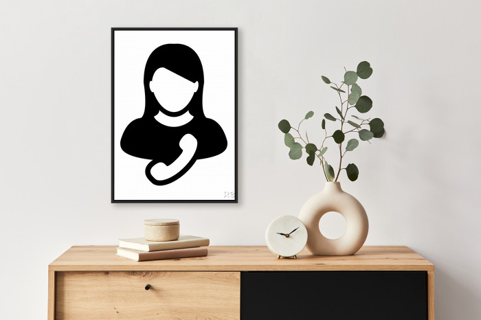 Plakat Call icon vector female user person profile avatar with phone na ...