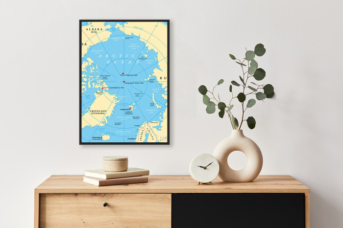 Plakat Geographic position of the North Pole of the Earth, political na ...