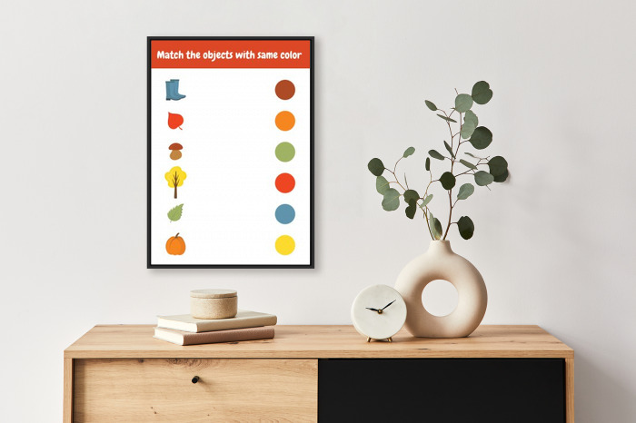 Plakat Match the objects with the same color. Color sorting game ...