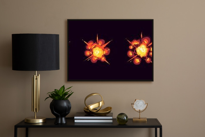 Plakat Animation sprite sheet of bomb explosion sequence. Vector 2d na ...