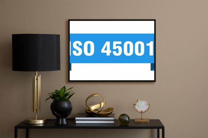 Plakat iso 45001 ribbon. iso 45001 isolated band sign. iso 45001 banner na wymiar • iso ...