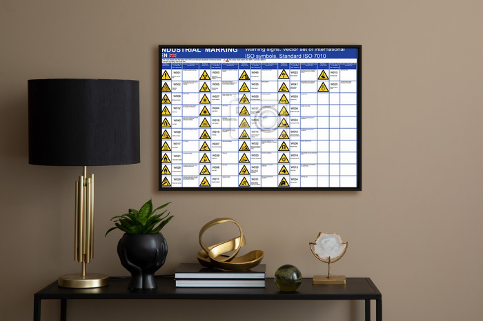 Plakat Set of vector warning signs symbols icons. ISO 7010 standard na ...
