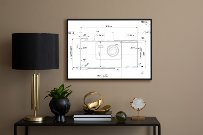 Plakat Tuleja szkic. Rysunek techniczny na wymiar • odizolowany ...