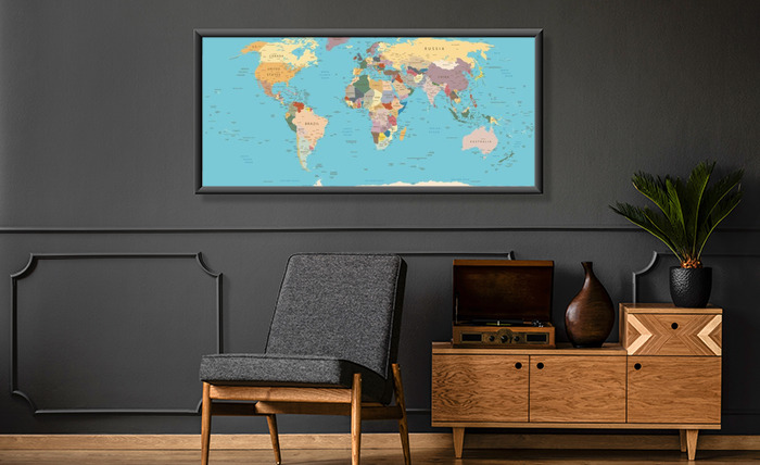 Poster Weltkarte mit Rahmen nach Maß - myredro.de