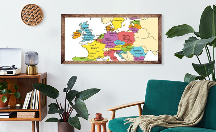 Poster Europe union map with countries and cities op maat - redro.nl